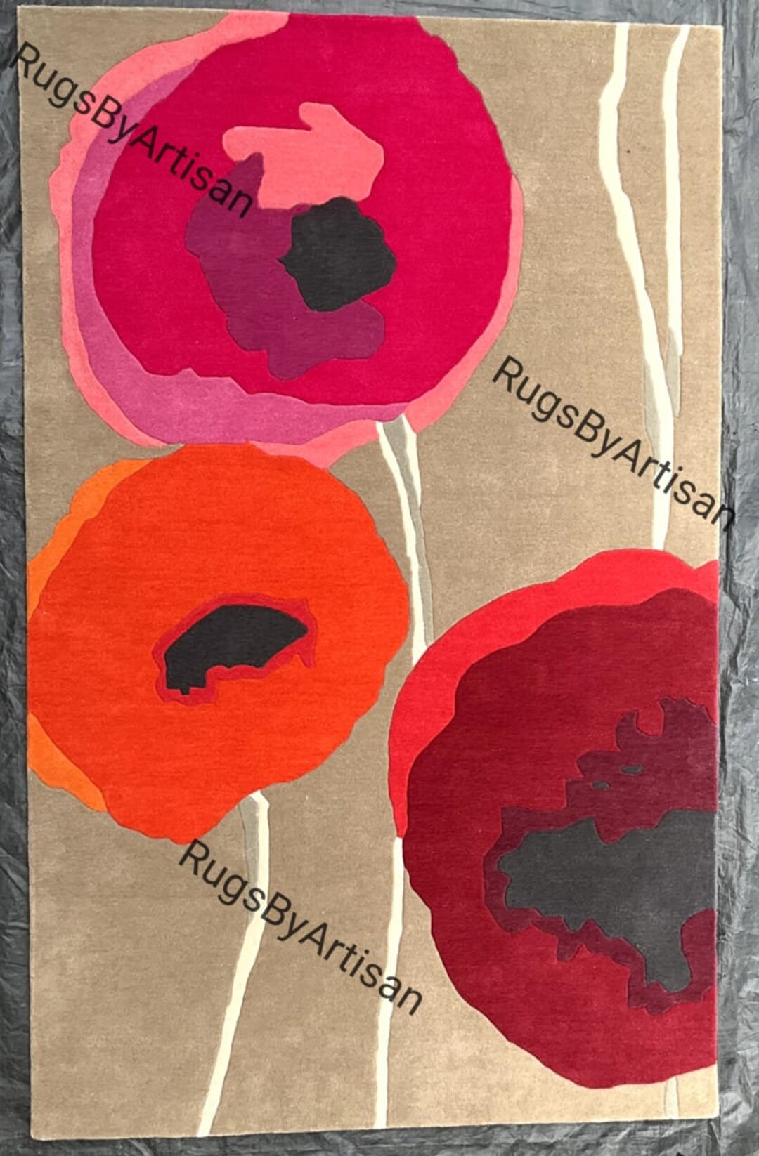 New Poppies 100% Hand Tufted Floral Area Rug for Home Decorative ...