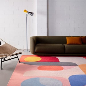 Flamingo Modern Abstract Woolen Minimalist Subtle Colorful Area Rug for ...