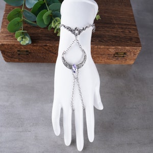 Silver Moon Gothic Hand Bracelet for Women Silver Fairy - Etsy