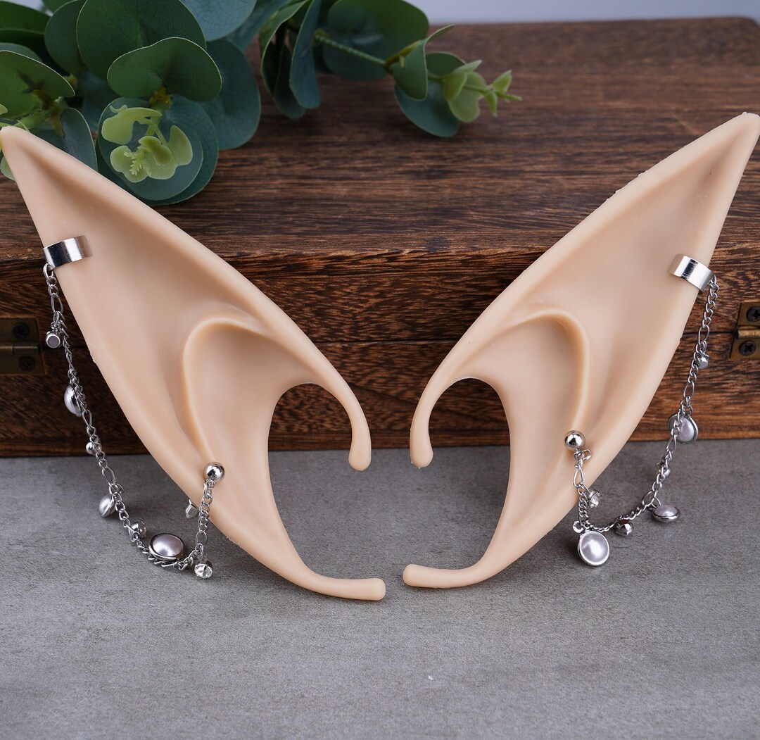 Elf Ears Cuff With Chain Gothic Witch Wrap Earrings Fairy Ear Soft Ear ...
