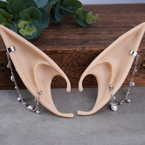 Elf Ears Cuff With Moon Star Chain Gothic Witch Wrap Earrings Fairy Ear ...