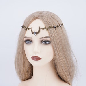 Gothic Moon Forehead Jewelry, Crystal Head Chain for Women Boho Bridal ...