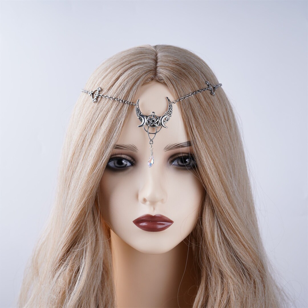 Silver Moon Forehead Jewelry Crystal Head Chain for Women Gift Gothic ...