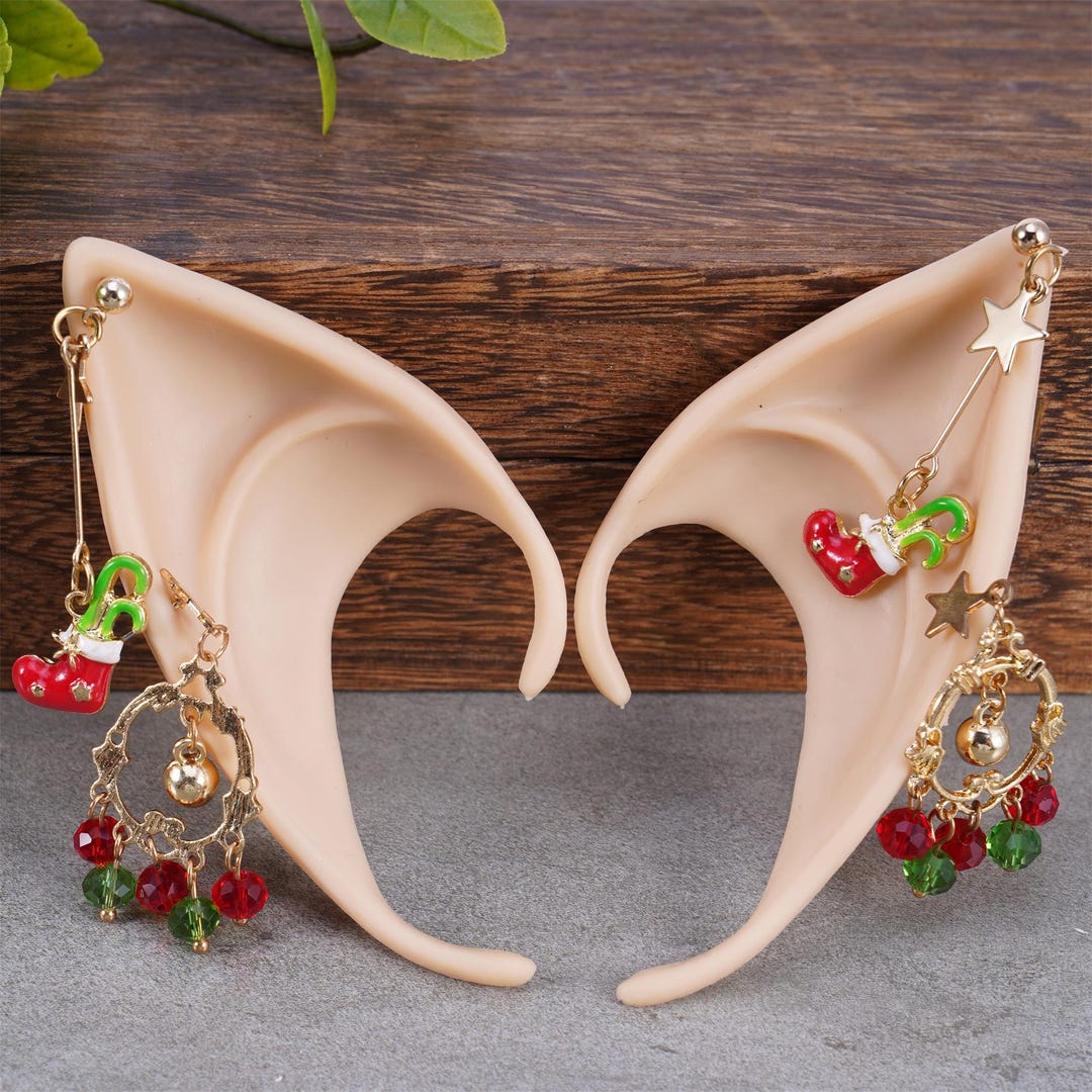 Elf Ears Fairy Soft Ear Cuff Cosplay Fae Ears Snowman Bell Drop Wrap ...