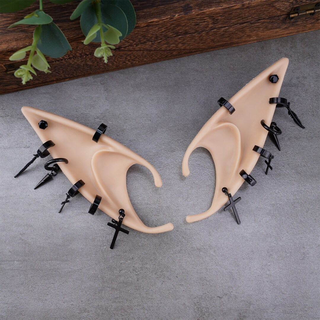 Gothic Elf Ears Cuff for Masquerade Chain Witch Wrap Earrings Fairy ...