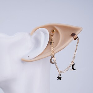Elf Ears Cuff With Moon Star Chain Gothic Witch Wrap Earrings Fairy Ear ...