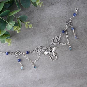 Silver Gothic Gragon Witch Crystal Tiara for Women, Pagan Silver Chain ...