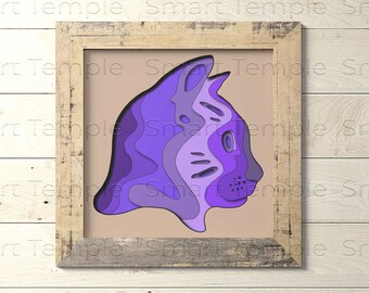 3D Cat Head Svg, Layered Colorful Cat, Layered Cat Svg, Cat Shadow Box ...