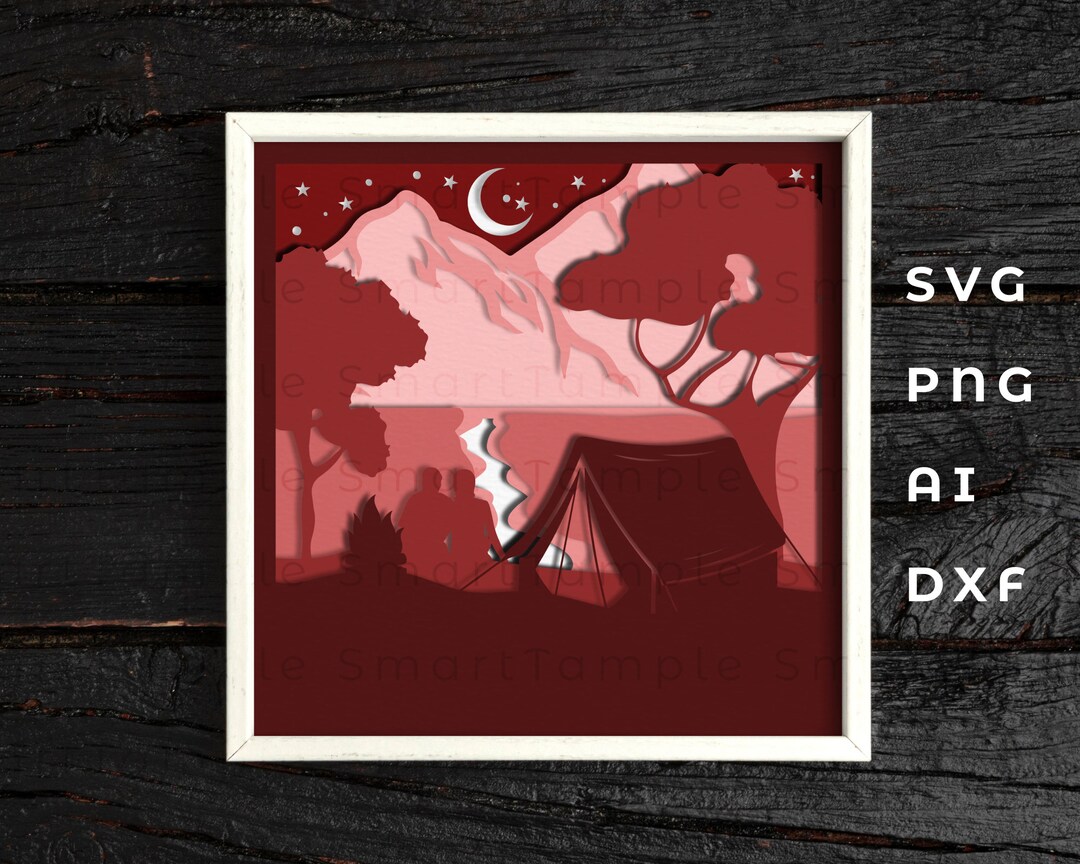 Camping Shadow Box Svg, Adventure Shadow Box Svg, Adventure Paper Cut ...