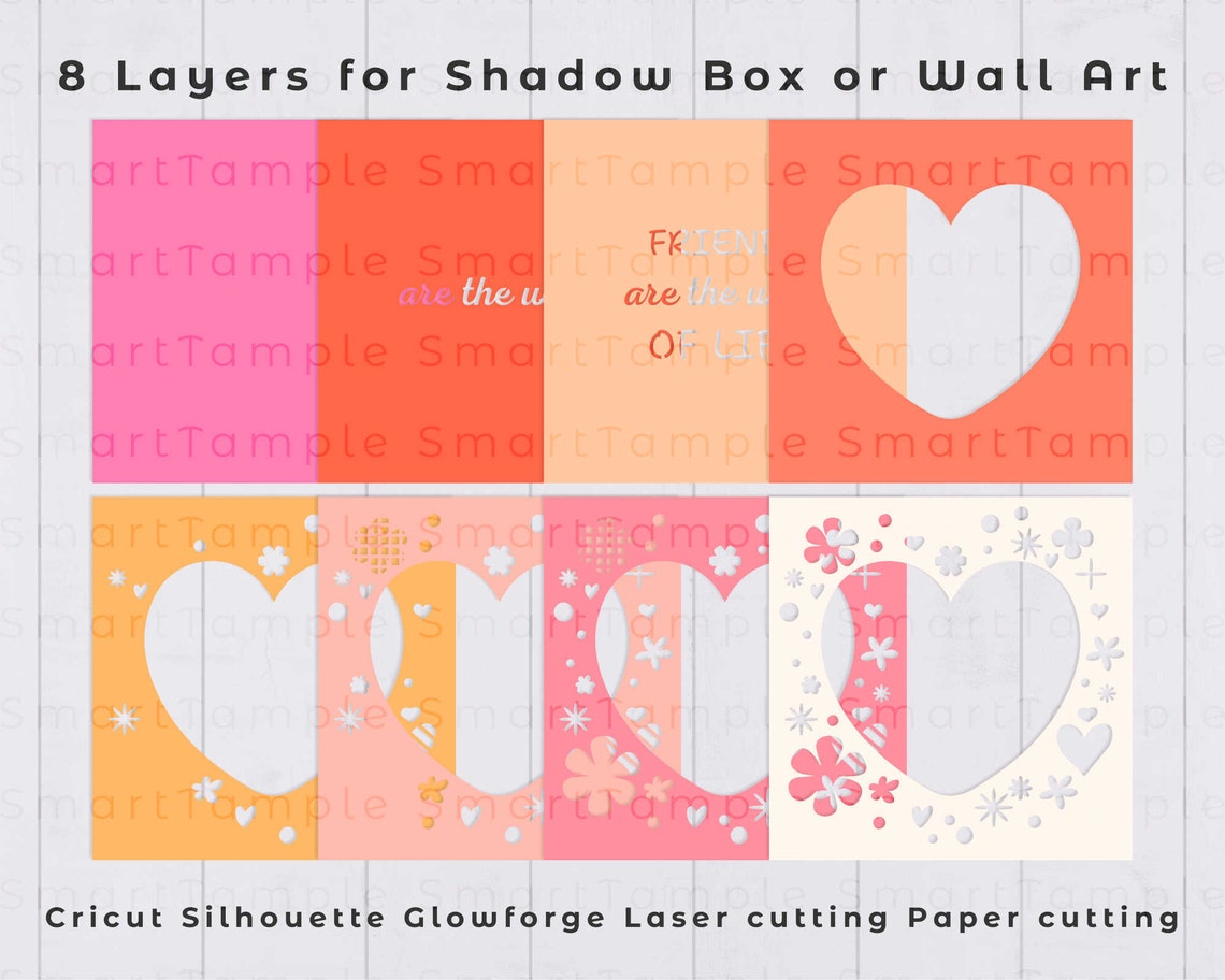 Heart Friendship Shadow Box SVG Friends Shadow Box SVG 3D - Etsy