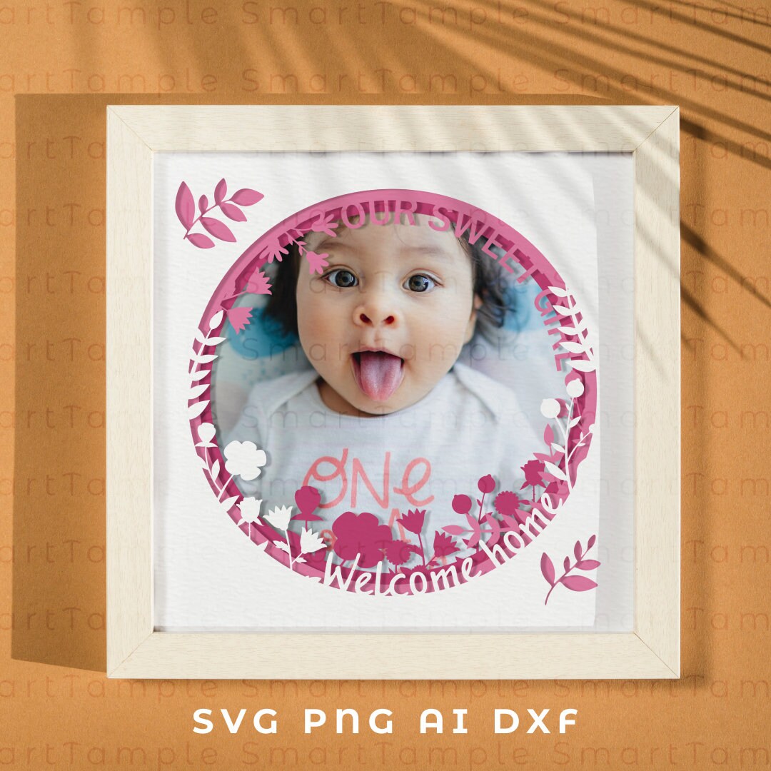3d Shadow Box Svg Baby, Baby Frame Shadow Box, Baby Photo Frame Shadow ...