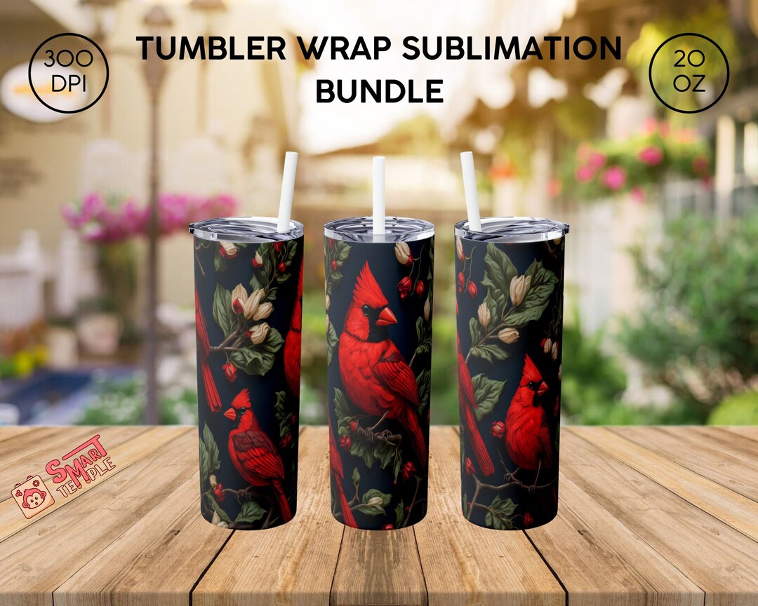 Cardinal Tumbler Wrap, Red Cardinal Sublimation, 3d Bird Tumbler Wrap ...