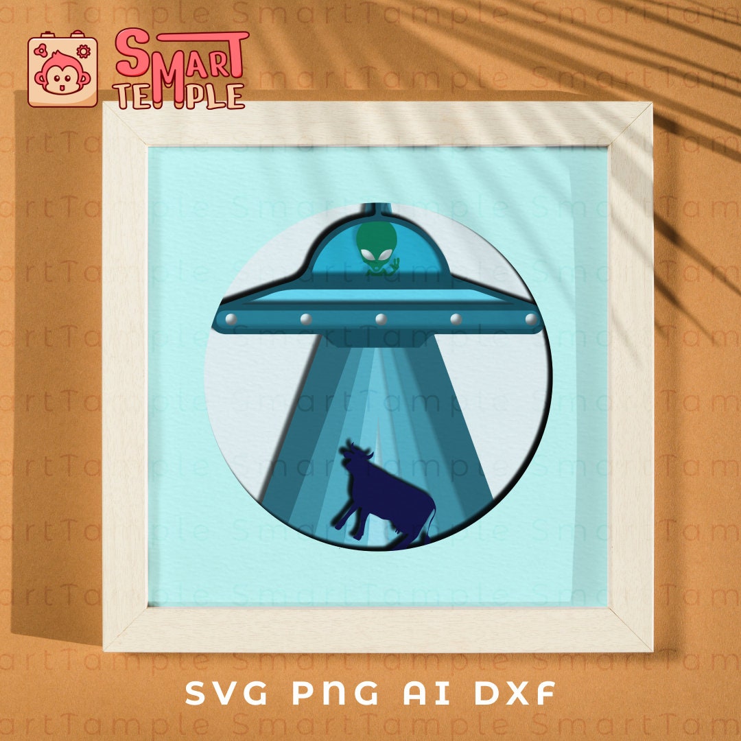 Cow Abduction Shadow Box Svg UFO 3D Layer Svg UFO Layered - Etsy Australia