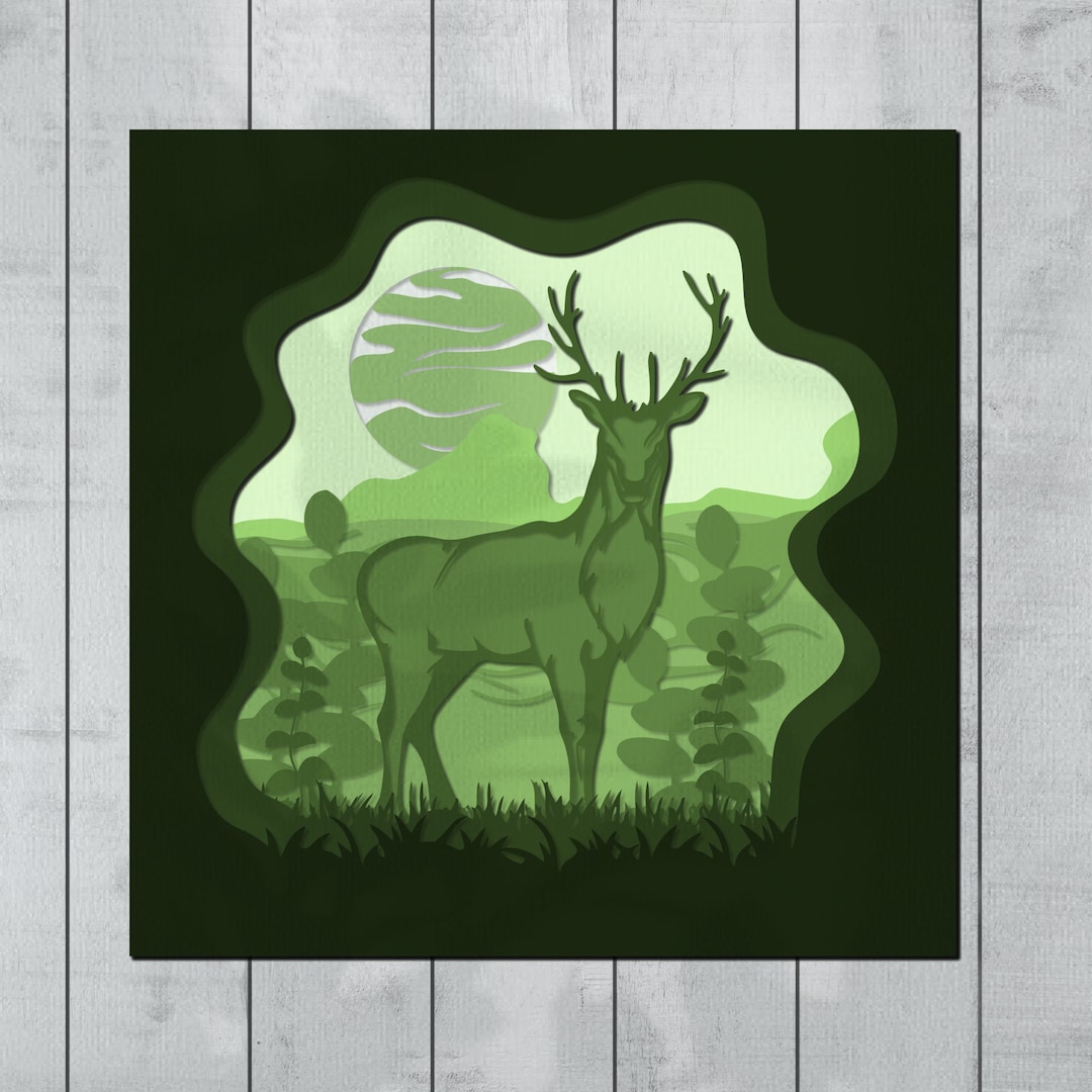 Deer Shadow Box, Deer Layered Svg File, Deer Papercraft, 3d Deer, Deer ...
