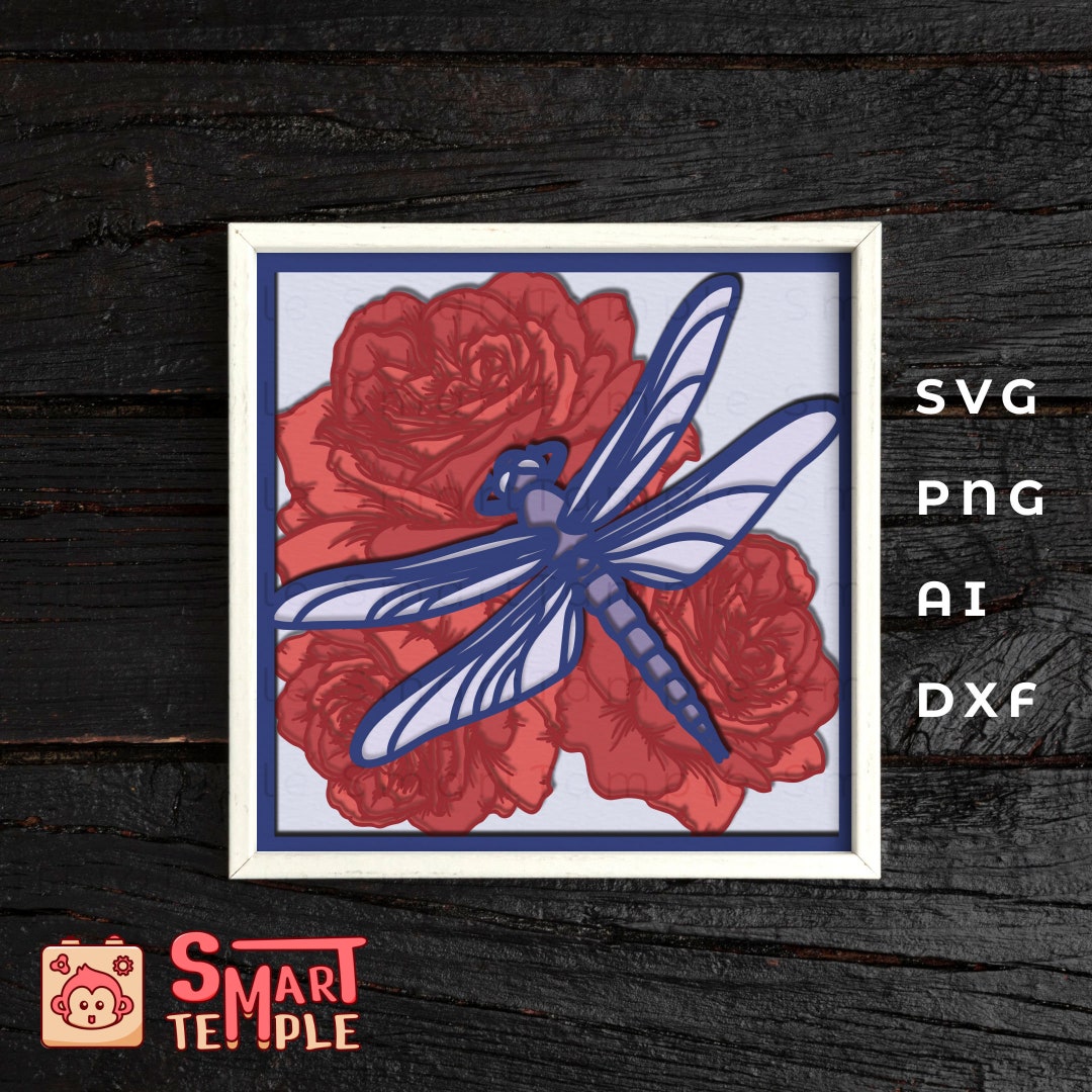 Dragonfly Shadowbox Svg Dragonfly Laser Cut Dragonfly - Etsy