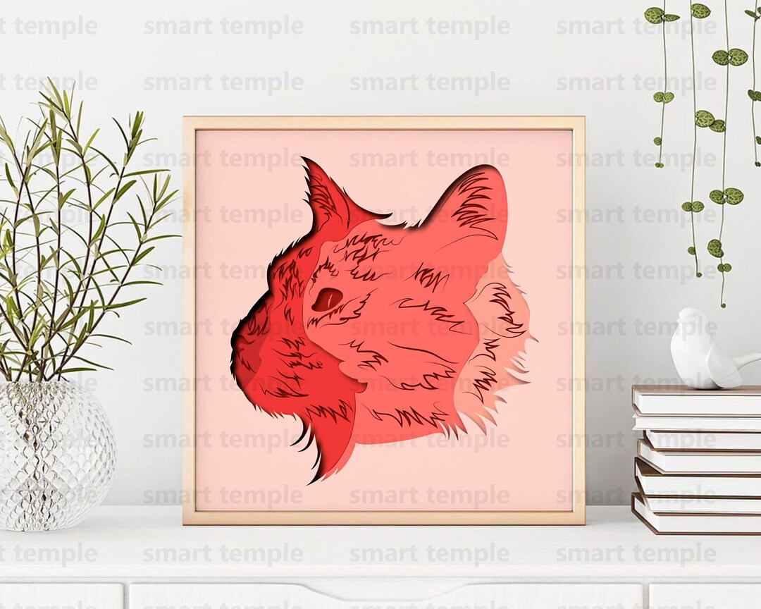 Cat Layered Svg 3d Cat Svg Cat Watercolor Shadow Box Svg - Etsy