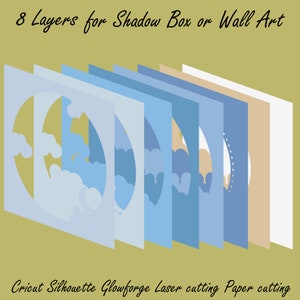 Cloud Baby Shower Shadow Box Svg, 3d Cloudy Sky Shadow Box, Moon and ...