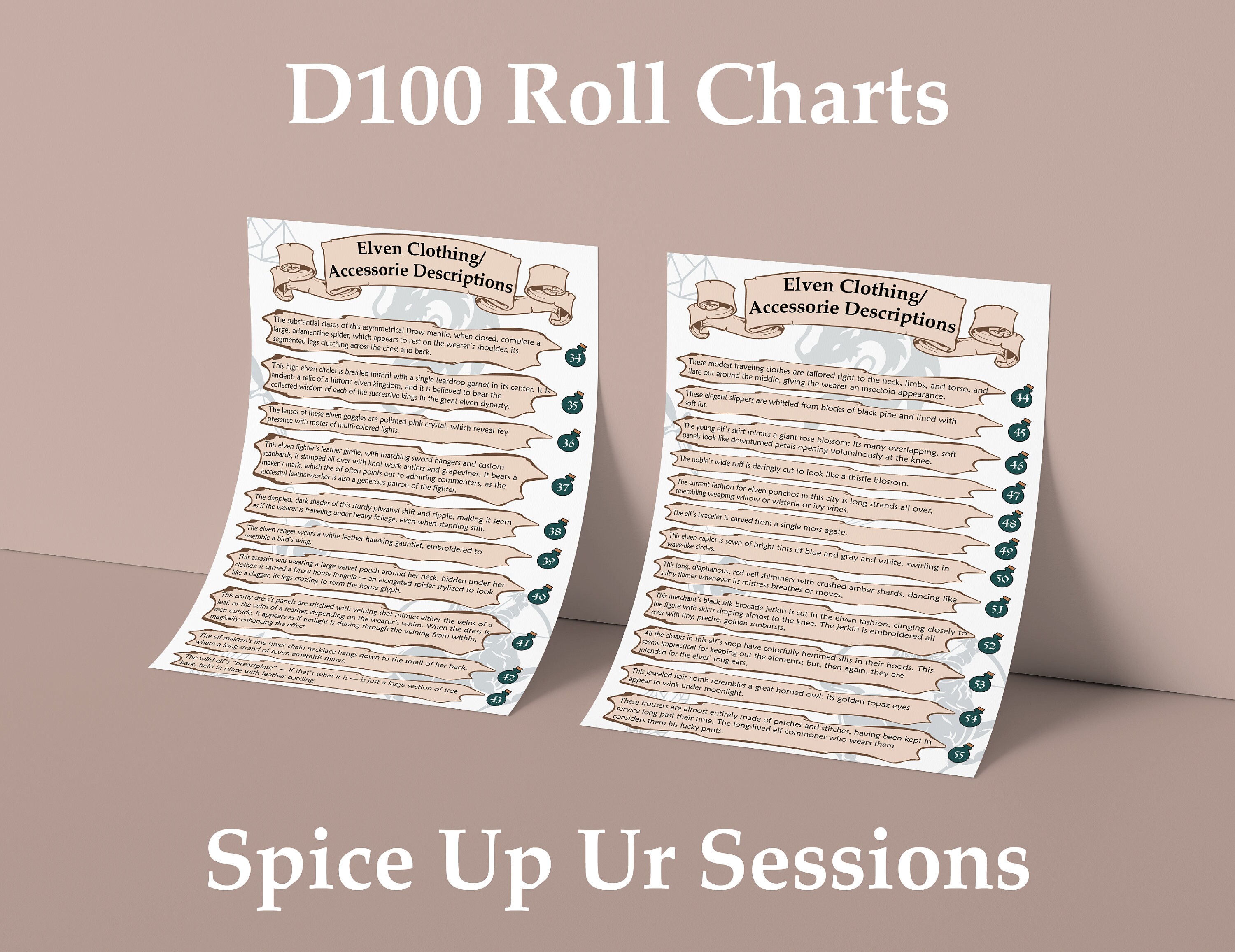 Dungeon Master D100 Roll Chart Mega Pack Dnd Dungeons and - Etsy