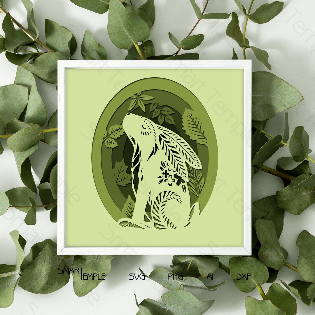 Rabbit Shadow Box, 3d Rabbit Svg, Rabbit Paper Cut, Rabbit Laser Cut ...