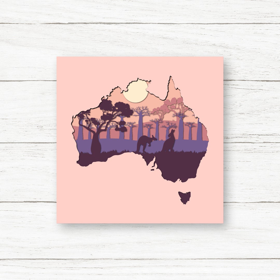Australia Shadow Box, 3D Australia Svg, Australia Cut Files, Australia ...