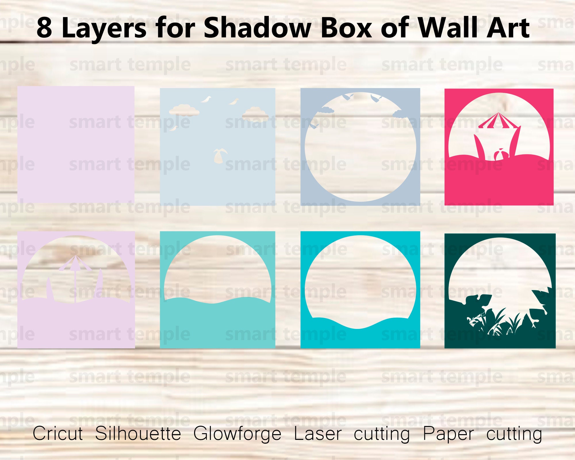 Beach Umbrella Shadow Box Svg Summer Shadow Box Ocean Beach - Etsy