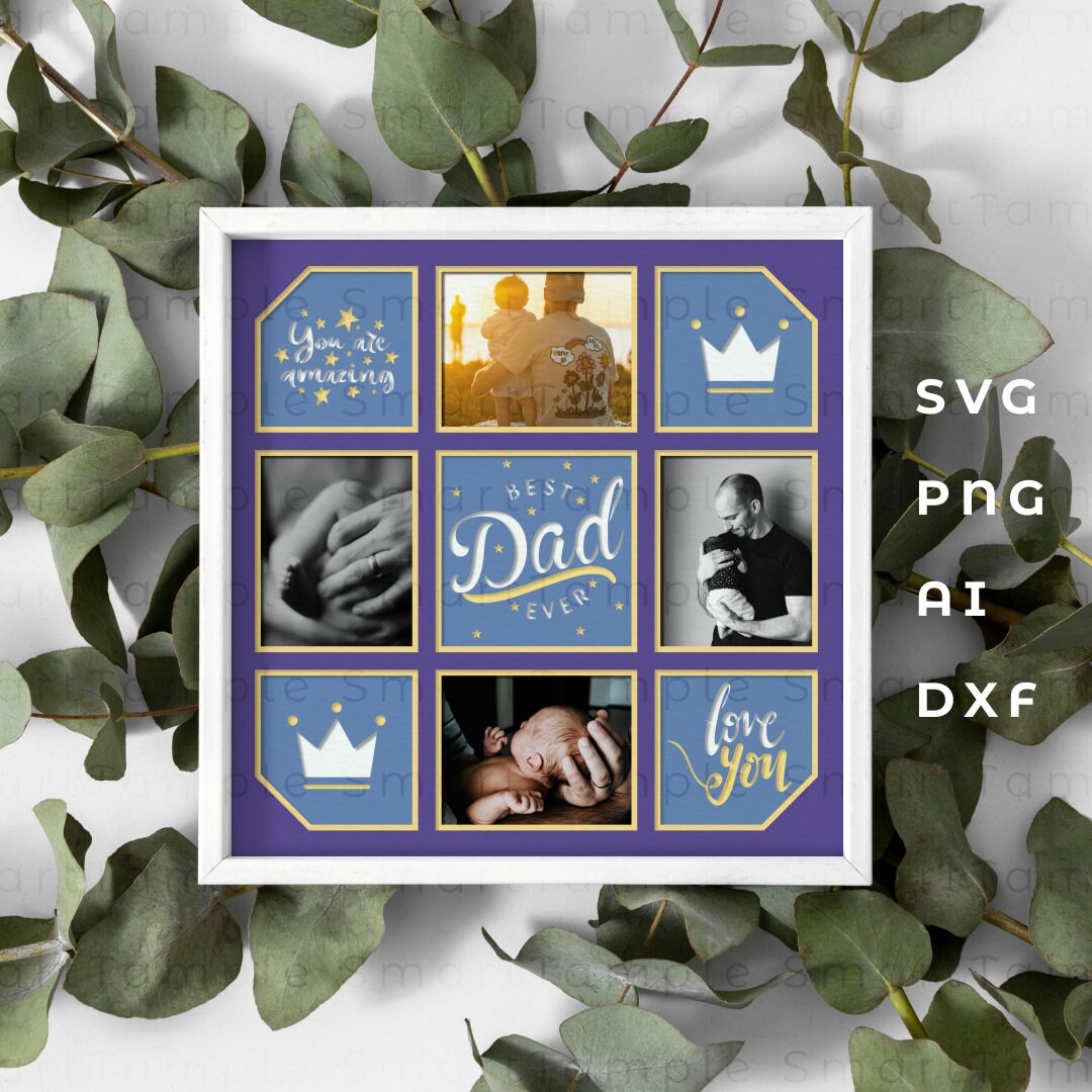 Father Day Photo Frame Svg, Father Photo Collage, Photo Collage Frame ...