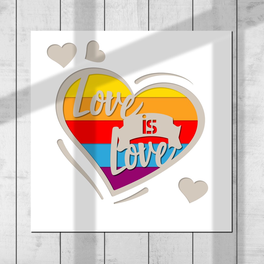 Layered Heart Shadow Box, Love Shadow Box Svg, 3d Love, Layered Heart ...