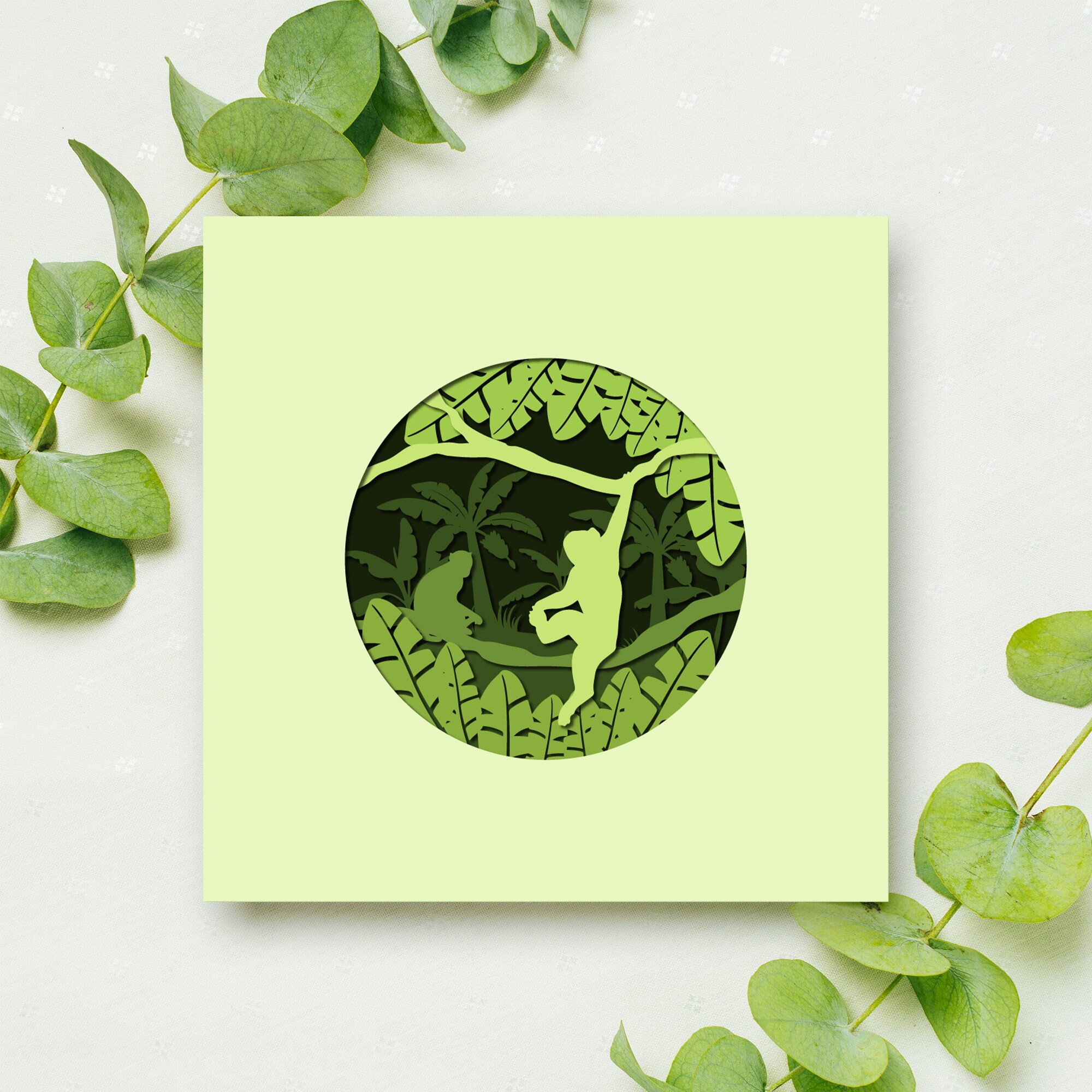 Monkey Shadow Box Svg Monkey Cricut Monkey Papercraft - Etsy Australia