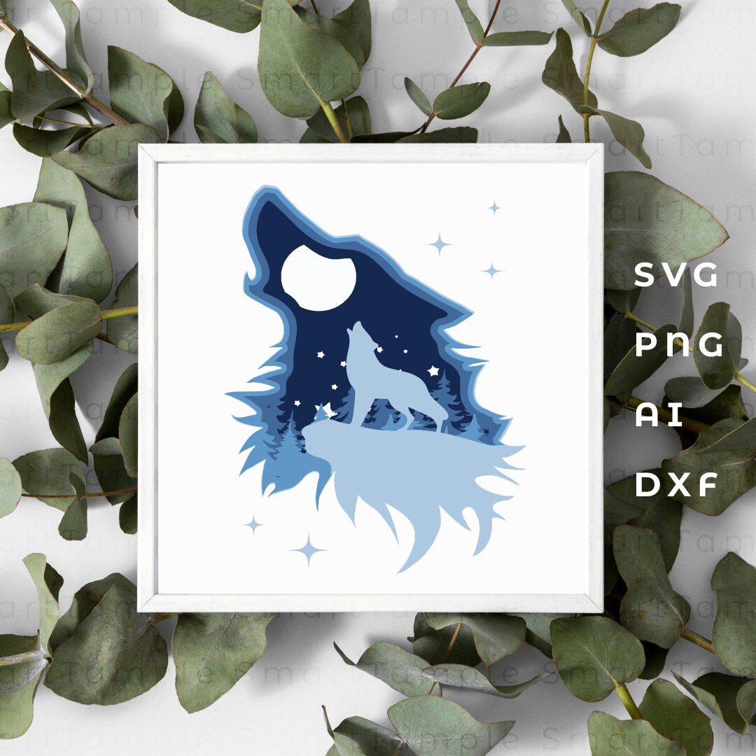 Wolf Layered Svg, Wolf Svg File, Wolf Mandala, Wolf Multilayer, Wolf ...