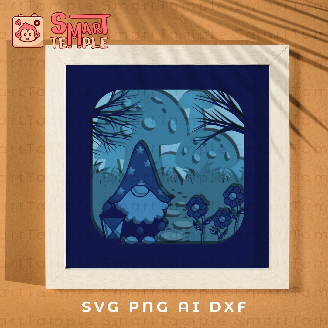 Gnome Shadow Box Svg, Gnome Layered Svg, Gnome 3d Svg, 3d Gnome Svg ...