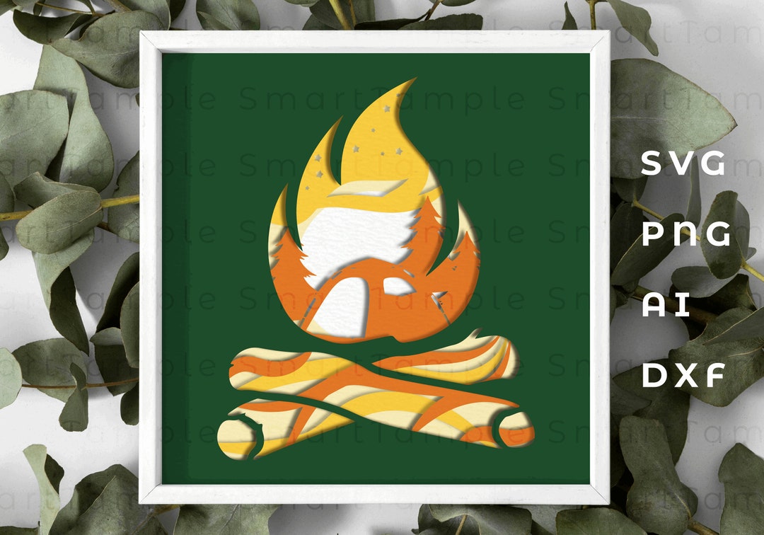 Camp Fire Shadow Box Svg, Camping Fire Shadow Box Svg, Adventure Shadow ...