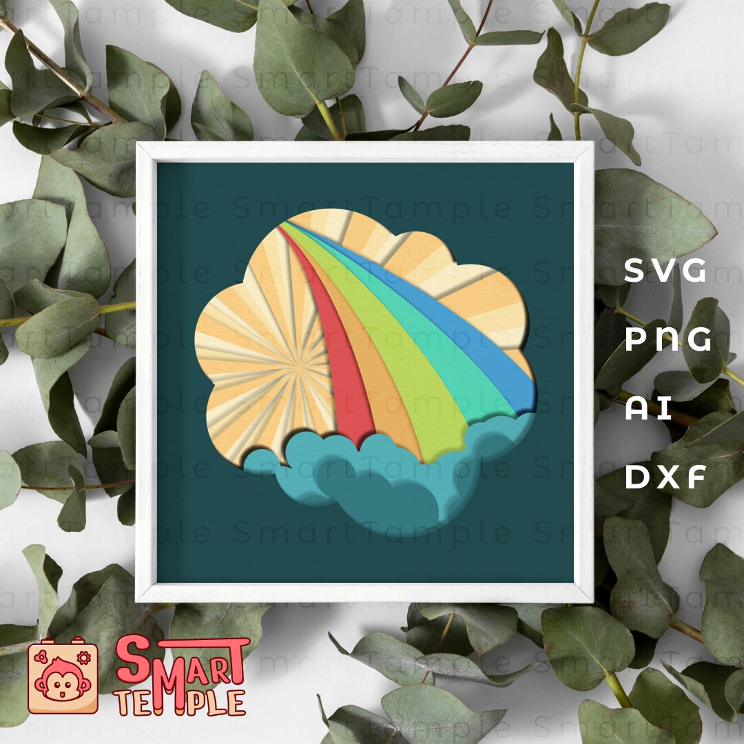 Rainbow Shadow Box Svg, Rainbow Paper Cut, Rainbow Laser File, Layered ...