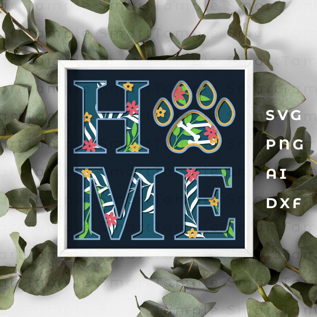 Pet Home Shadow Box, Dog Paw Shadow Box, Dog Lover Shadow Box, Pet ...