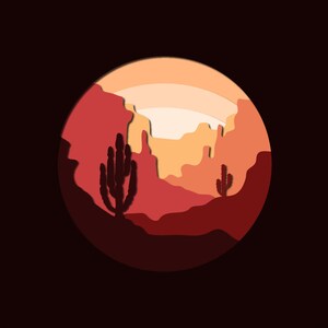Desert Shadow Box, Cactus Landscape Svg, Cactus Cut File, 3d Cactus ...