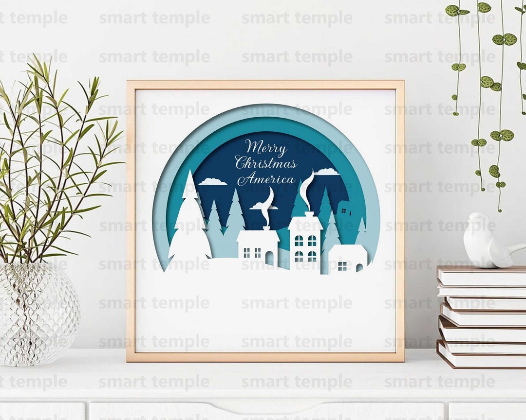 Christmas Scene Shadow Box Svg, Christmas Village Svg, Christmas ...