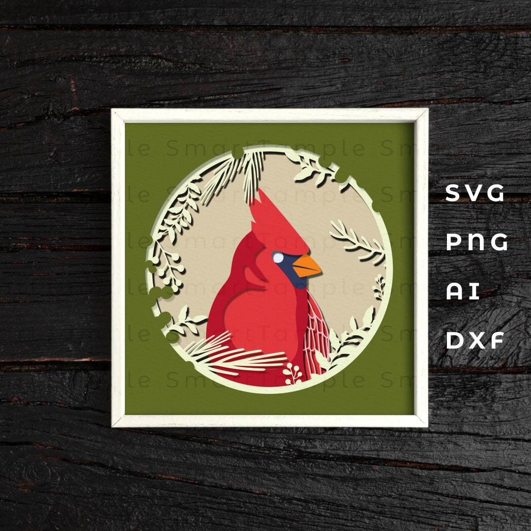 Cardinal Paper Cut, Cardinal Stencil, Cardinal Dxf, Cardinal Laser ...