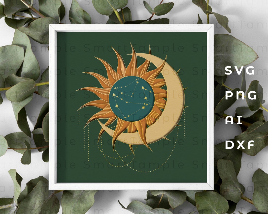 Sun and Moon Shadow Box Svg, Sun and Moon Multilayer, Sun and Moon ...