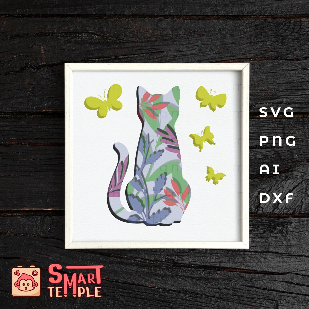 Cat Shadow Box Svg, Cat Layered Svg, Cat Svg Shadow Box, Pet Lover ...