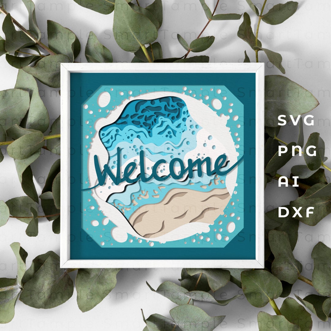Welcome Sea Shadow Box, Welcome Sign Shadow Box, Beach House Signs for ...
