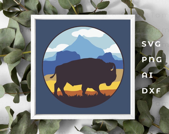 Bison 3D Layer, Bison Layered, Buffalo Svg, Bison Svg, 3d Papercraft ...