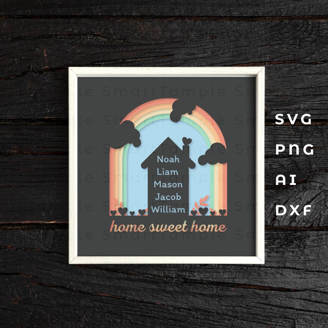 Family Name Shadow Box Svg, Layered Name Cardstock Svg, Name Shadow Box ...