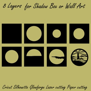 Lighthouse Shadow Box Svg, Lighthouse Layered Svg, 3d Lighthouse Svg ...