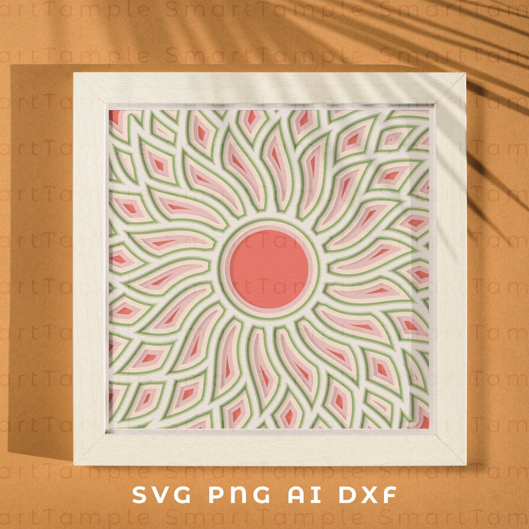 Layered Sun Svg, Sun Shadow Box Svg, 3d Sun Svg, Sun Laser Cut File ...