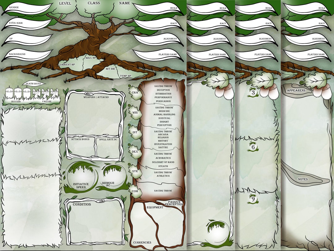 Tree Character Sheet 5e Dnd Character Sheet 5e Character - Etsy Australia