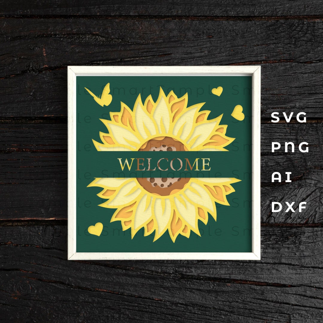 Sunflower Butterfly Shadowbox, Welcome Sunflower Shadow Box, Welcome ...