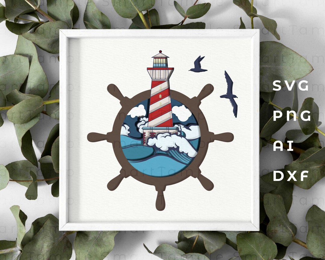 Lighthouse Shadow Box SVG, Lighthouse Cardstock, Lighthouse Multilayer ...