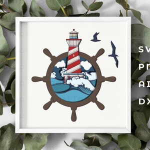 Lighthouse Shadow Box SVG, Lighthouse Cardstock, Lighthouse Multilayer ...