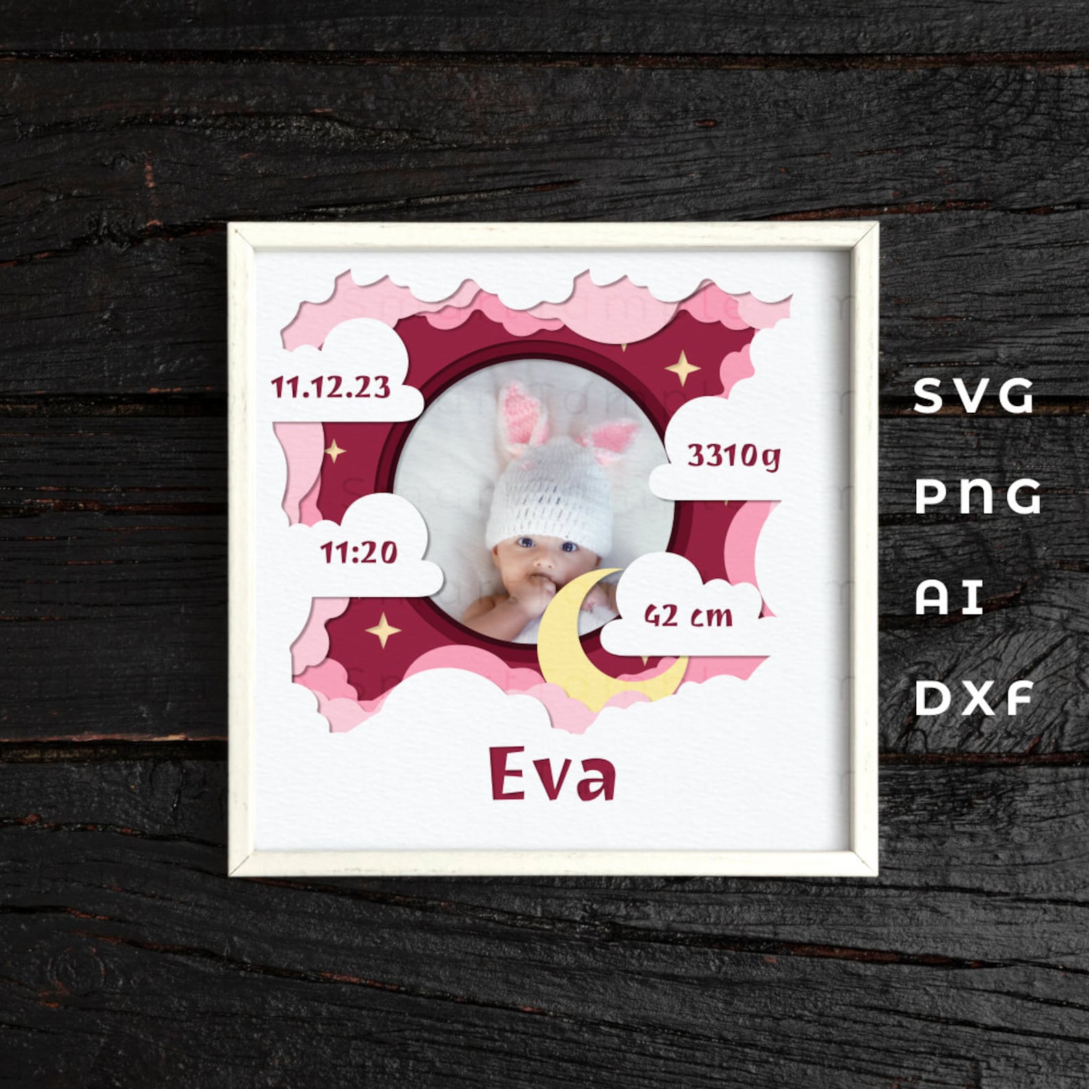 Baby Stat Shadow Box Svg Layered Photo Frame Svg Baby Frame - Etsy UK