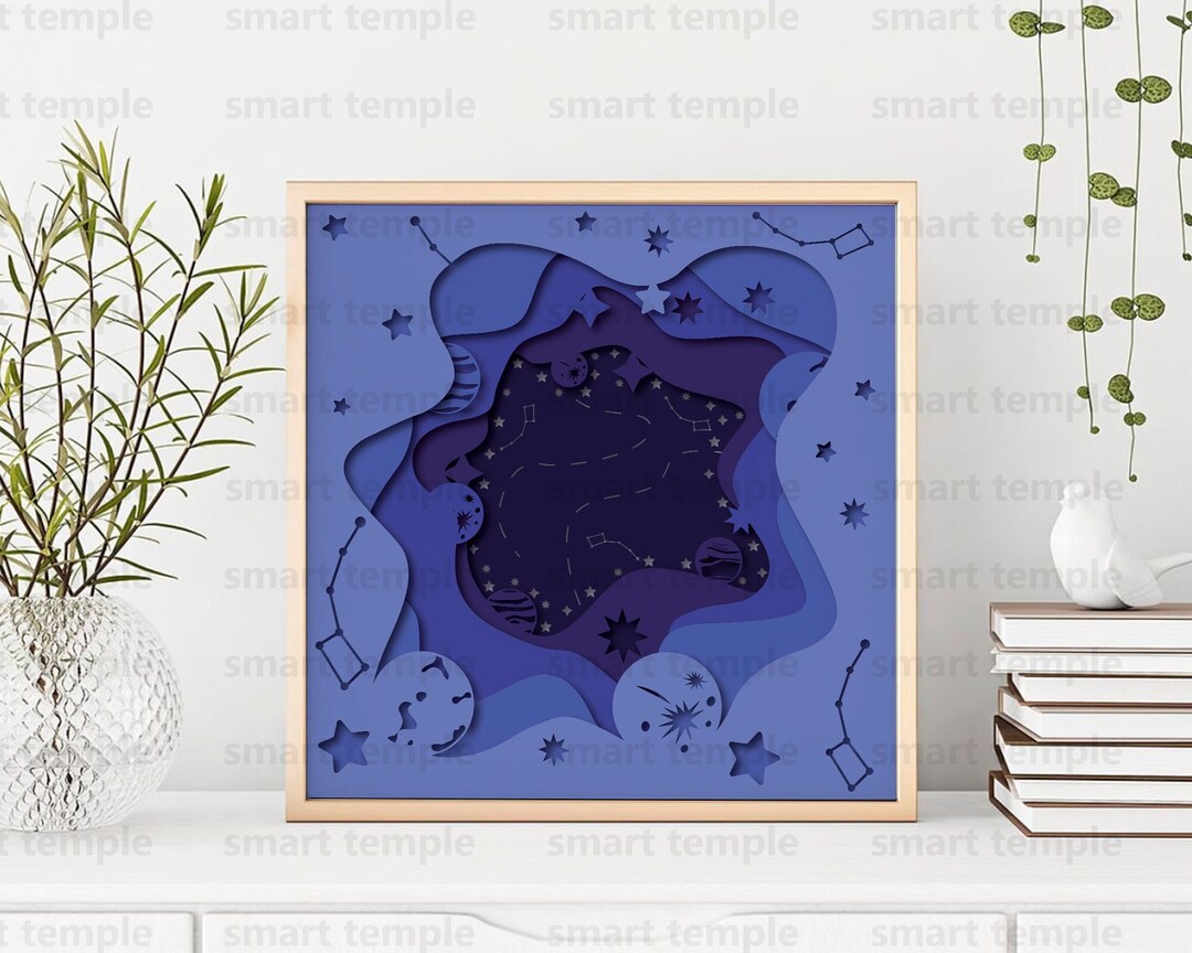 Space Shadow Box Svg, Space Paper Cut, Space Paper Craft, Space Laser ...