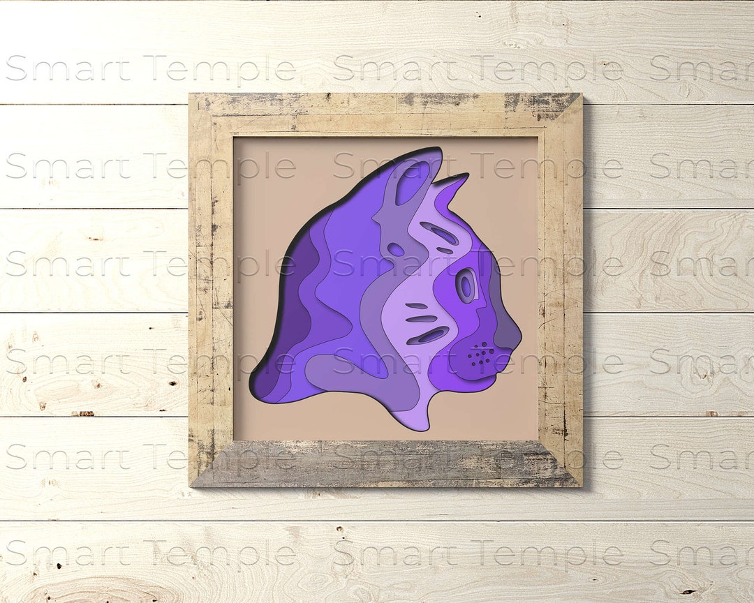 Layered Colorful Cat, Layered Cat Svg, Cat Shadow Box Svg, Shadow Box ...